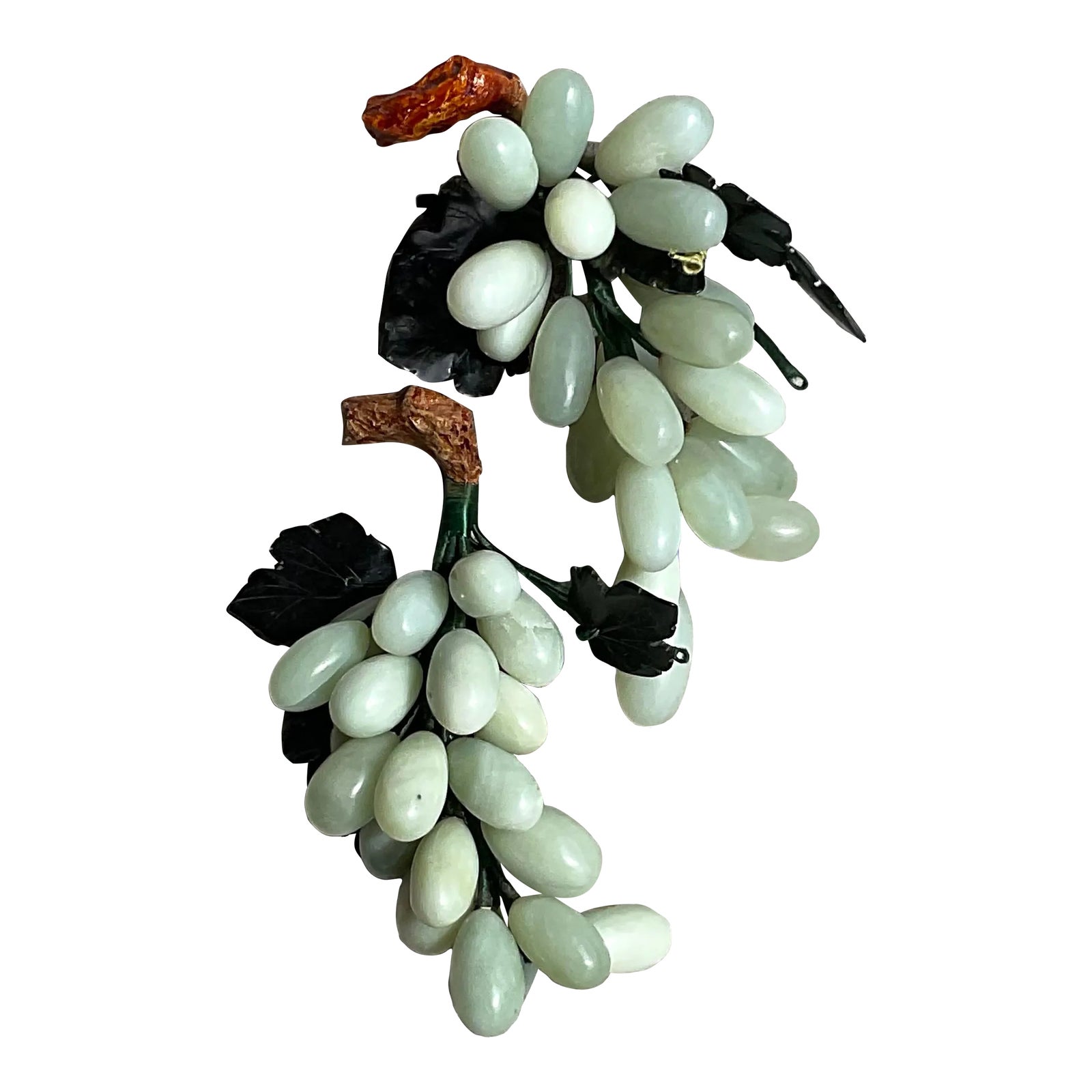 Vintage Boho Polished Stone Grape Clusters - a Pair | Chairish