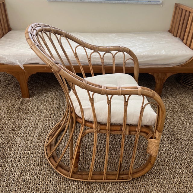 Boho Chic Curve Rattan Chair | Chairish