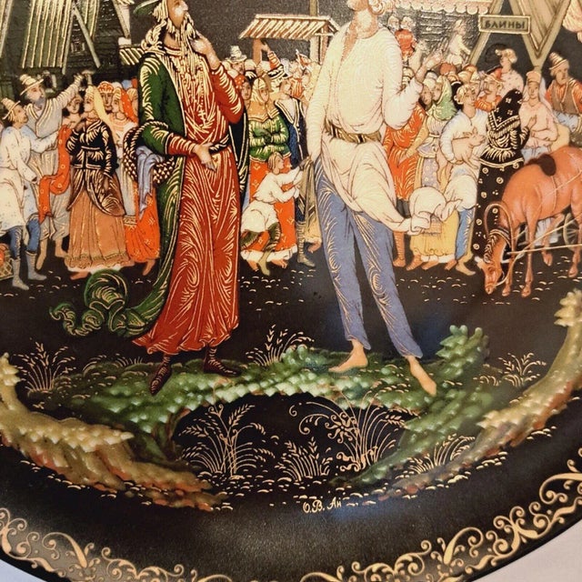 Vintage Palekh Decorative Plate Russian Legends Priest and of His ...