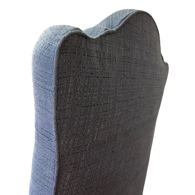 Vintage Blue Custom Upholstered Parsons Chair | Chairish