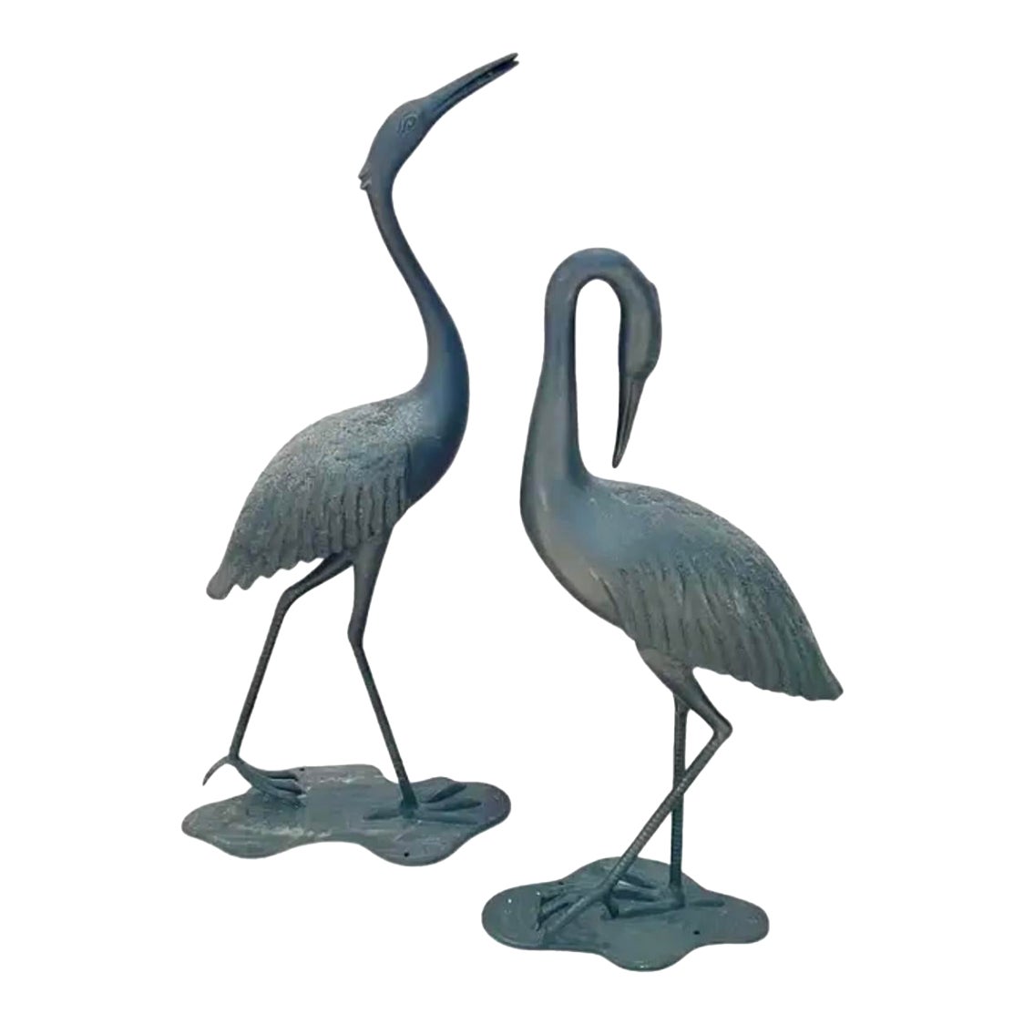 Large Cast Metal Cranes, a Pair | Chairish