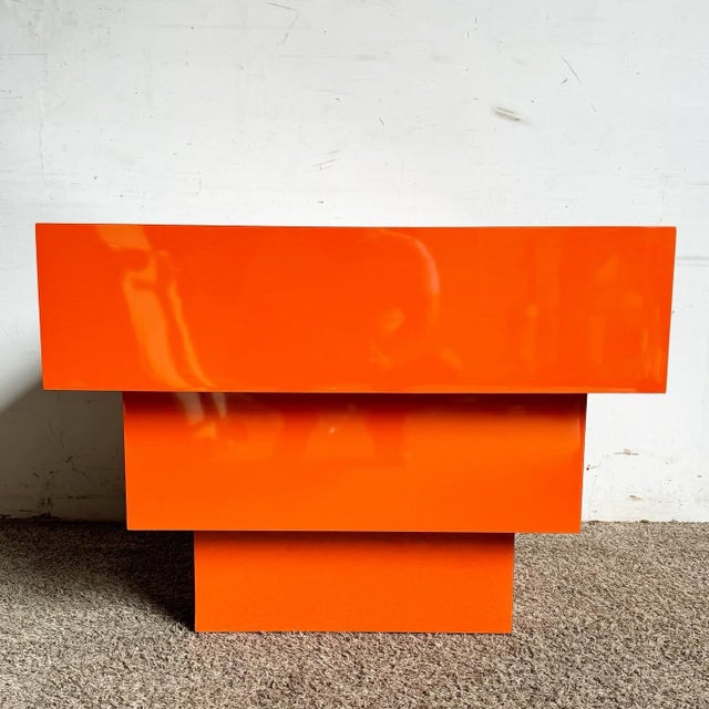 Postmodern Stacked Orange Lacquer Laminate Coffee Table | Chairish