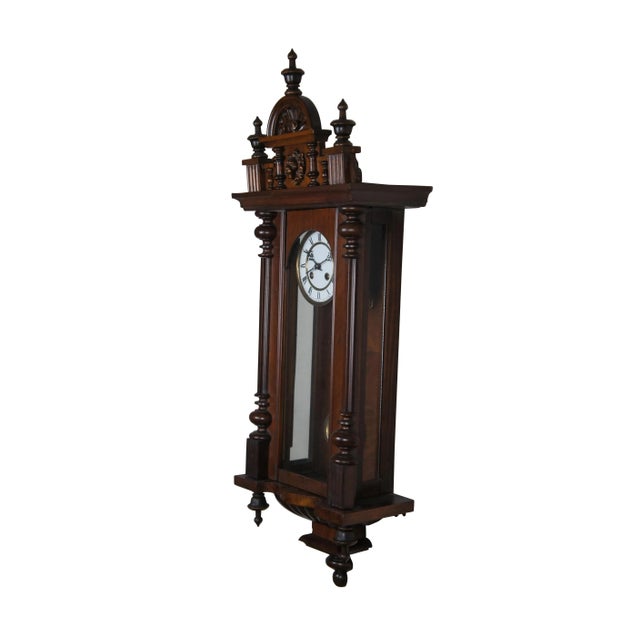 Antique German Fms Mauthe Vienna Regulator Carved Walnut Drp Wall Clock ...