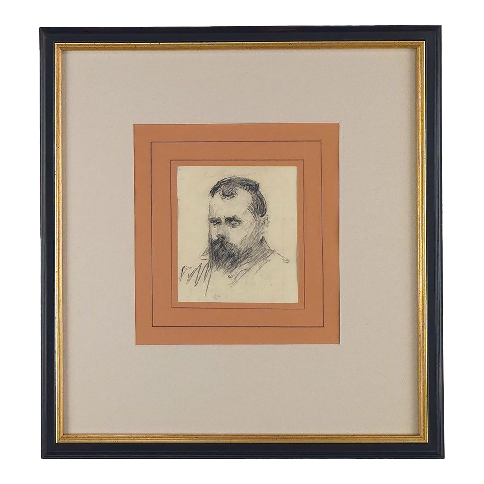 Drawing of a Man, England Circa 1900 | Chairish