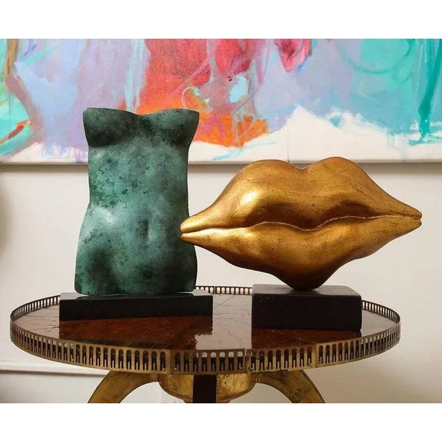 2017 “Golden Lips” Contemporary Gold Color on Bronze Bread Sculpture by ...