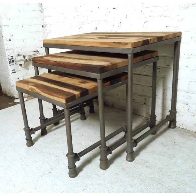 Industrial Metal Nesting Tables | Chairish