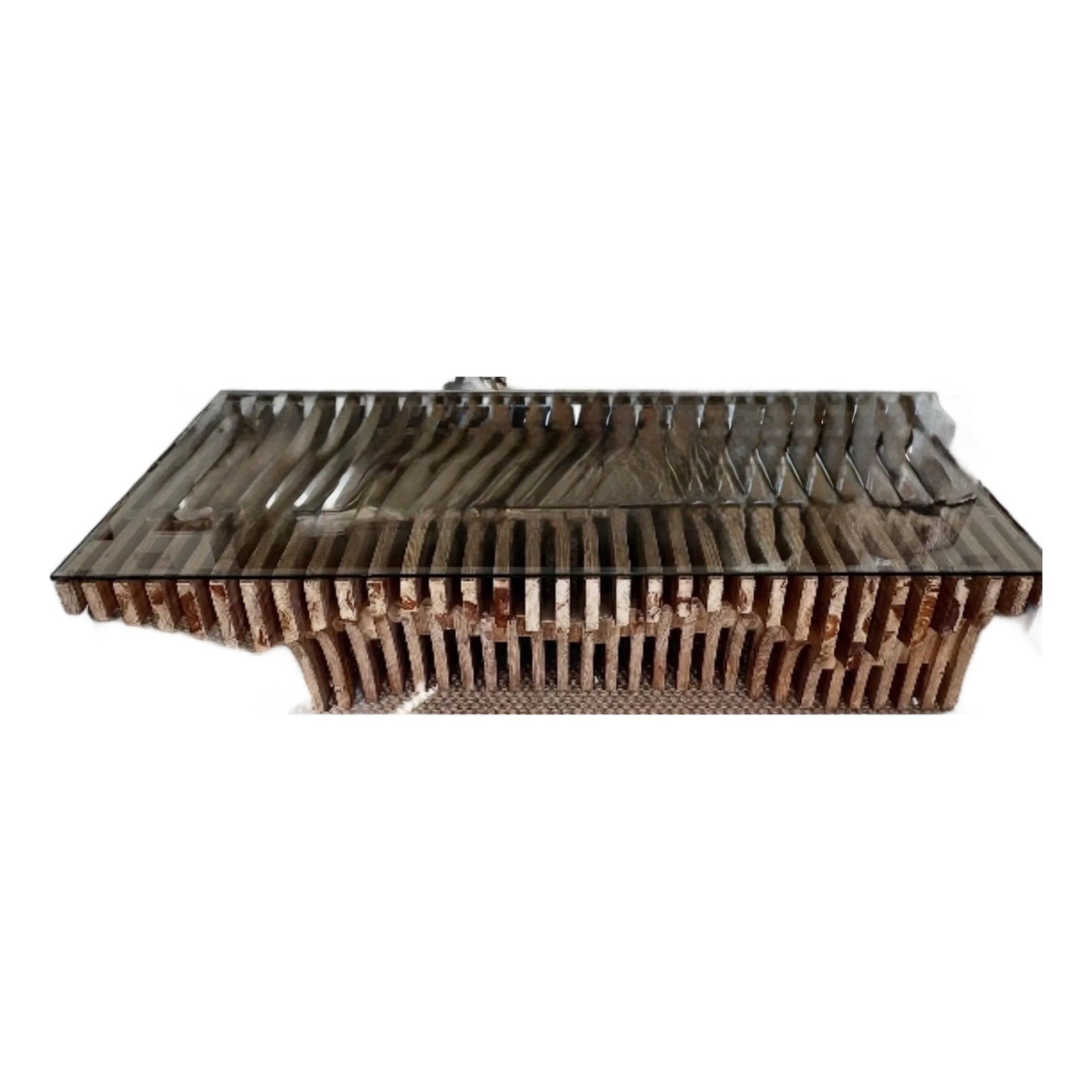 Berman Rosetti for Mimi London “Arroyo” Sculptural Oak & Glass Coffee ...