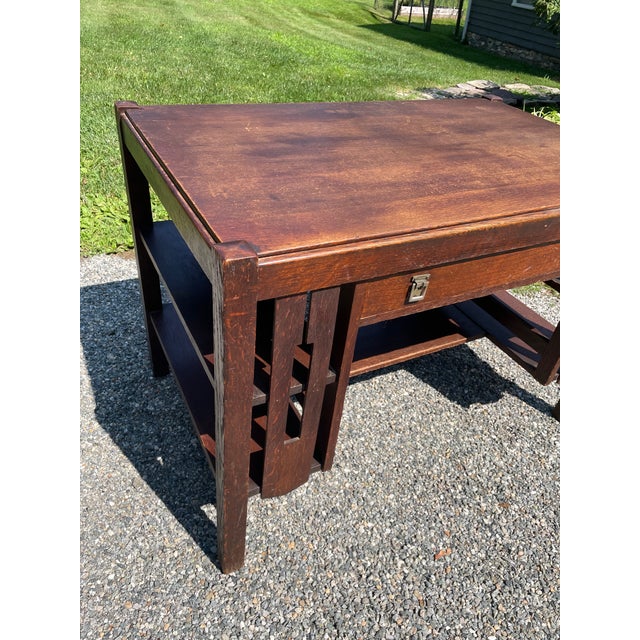 Arts and Crafts Mission Style Oak Desk Writing Table | Chairish
