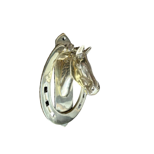 Vintage Brass Equestrian Horsehead Horseshoe Door Knocker Hardware ...
