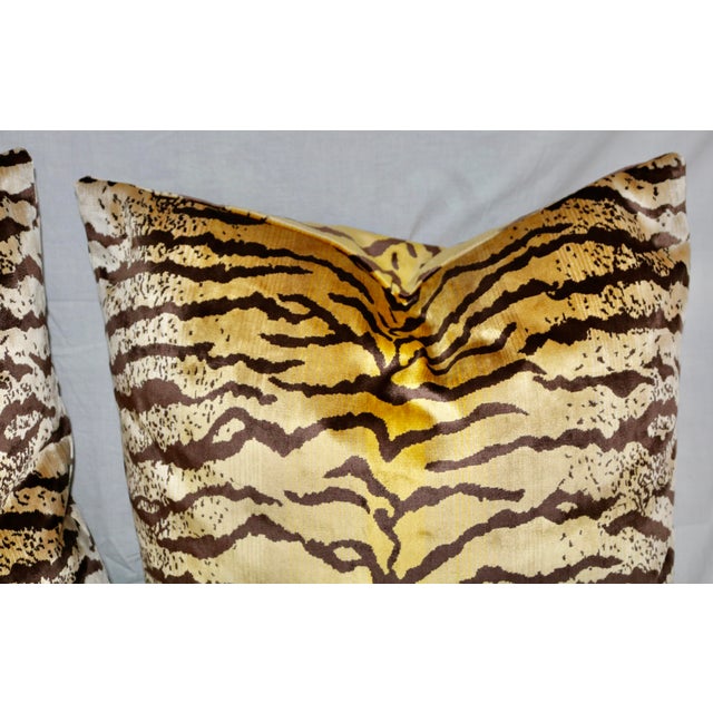Tiger Stripe Velvet Pillows- a Pair | Chairish