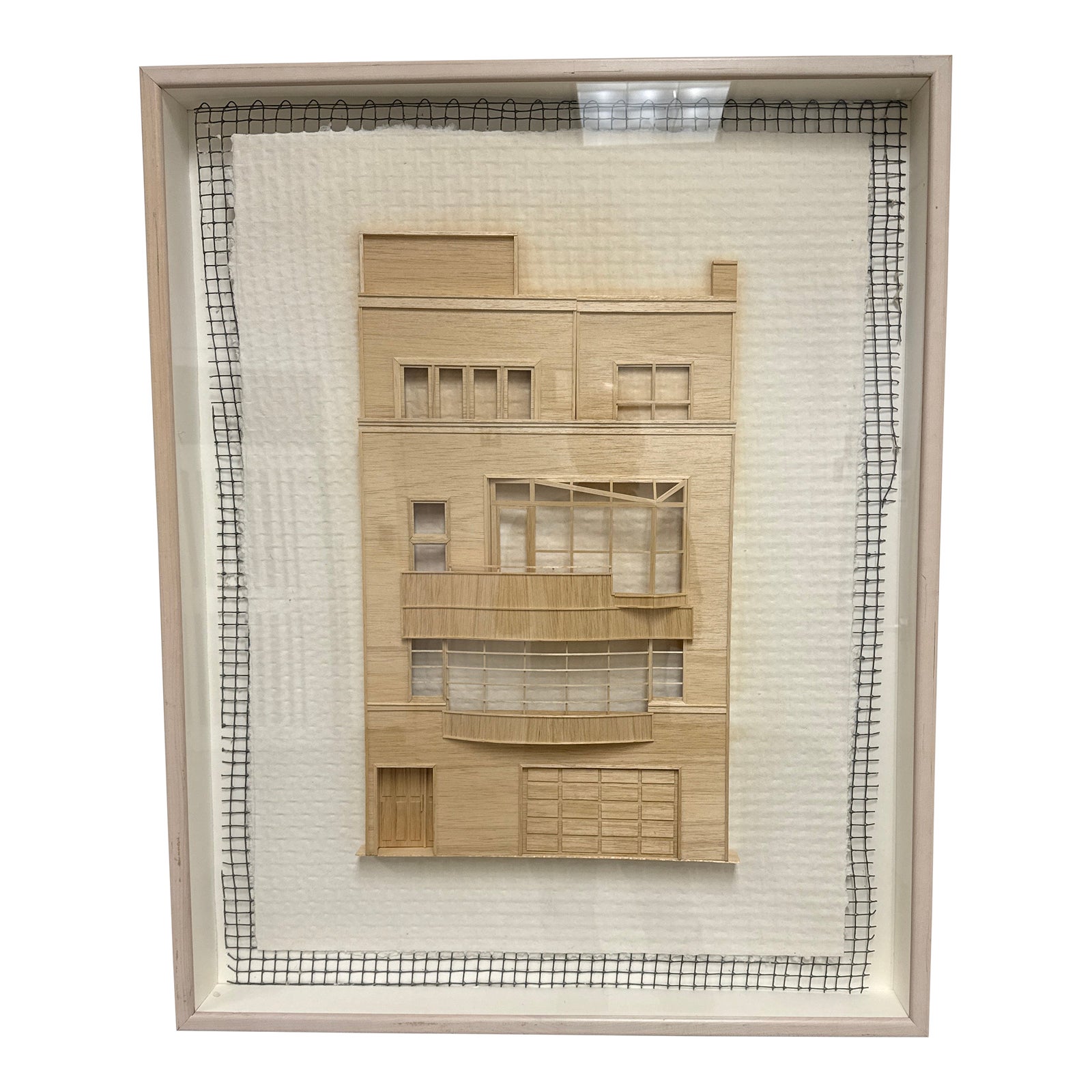 Ravi Anand Architectural Model on Grid in Shadowbox Frame | Chairish