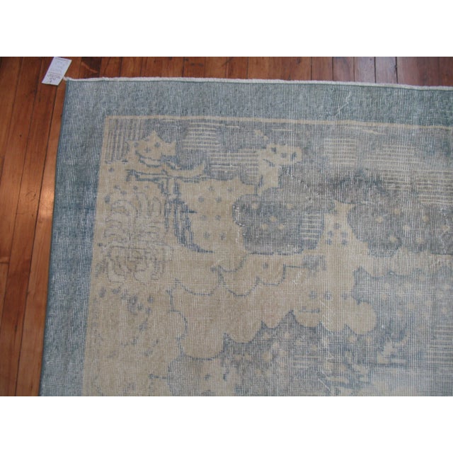White & Blue Turkish Pictorial Rug - 6'6'' X 10'3' | Chairish