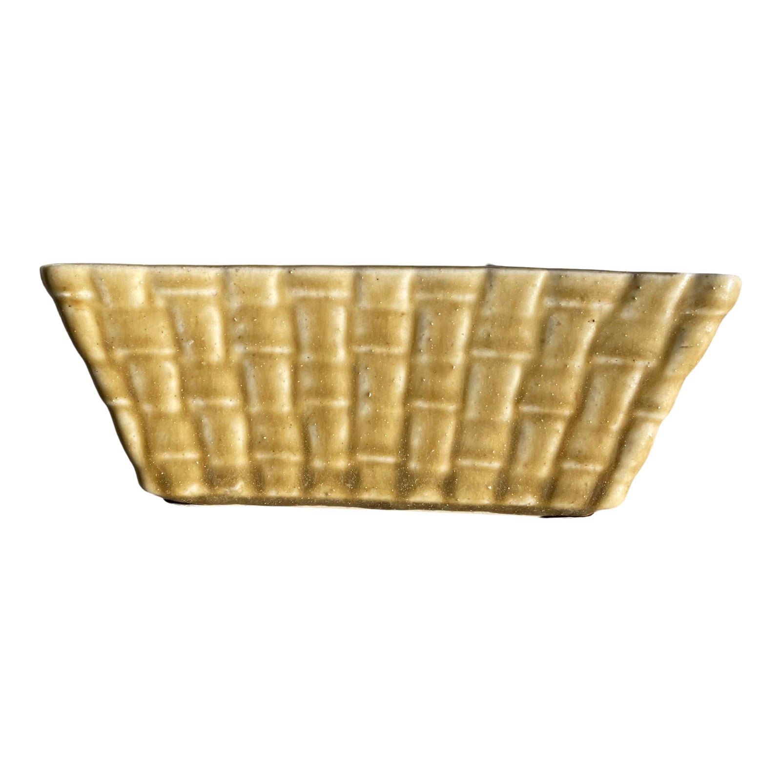 Vintage Gold Ceramic Basket Weave Planter | Chairish