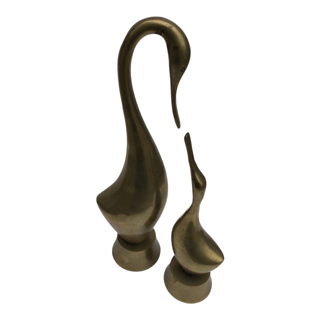 Vintage Brass Goose Sculptures a Pair | Chairish