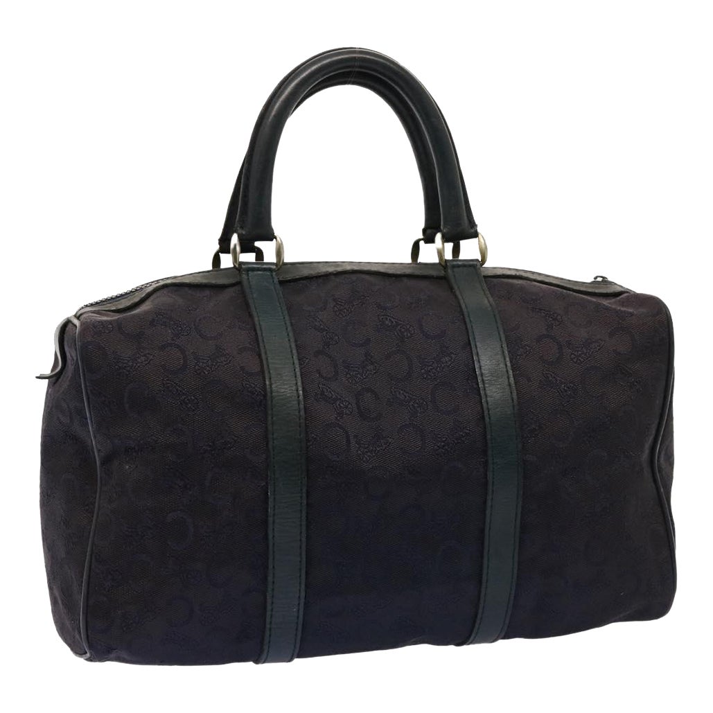 Celine C Macadam Canvas Boston Bag Navy Auth 76017 | Chairish