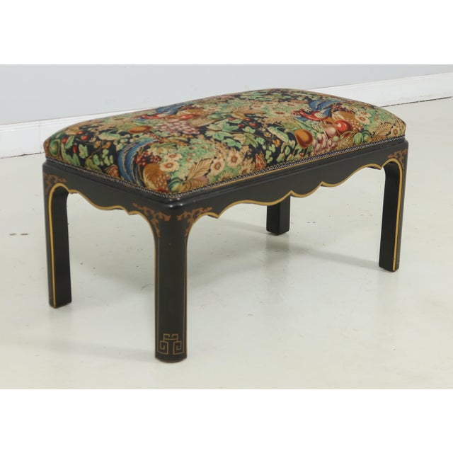 Chinoiserie Decorated Upholstered Bench | Chairish