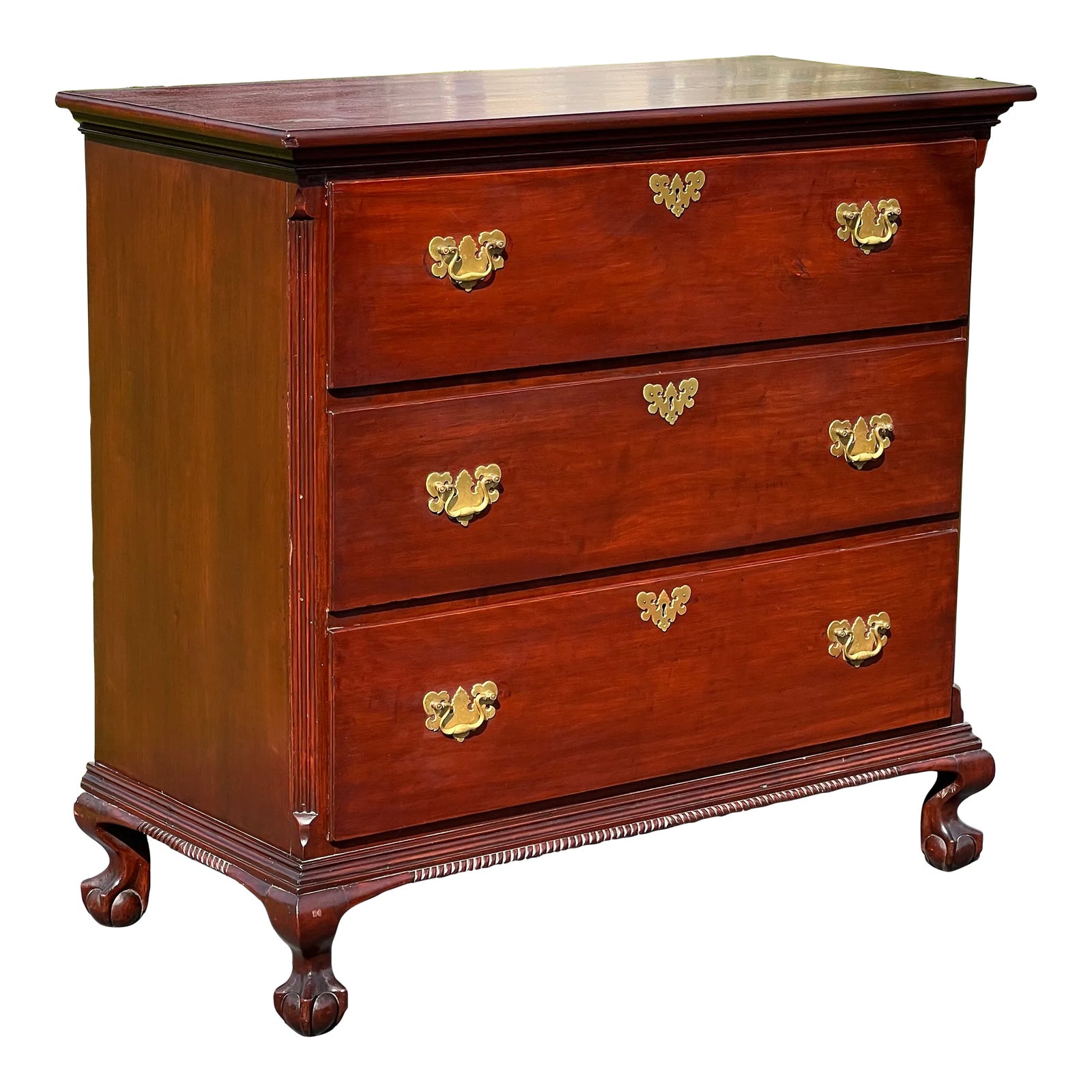 Antique Mahogany Three Drawer Chippendale Chest C. 1820 | Chairish