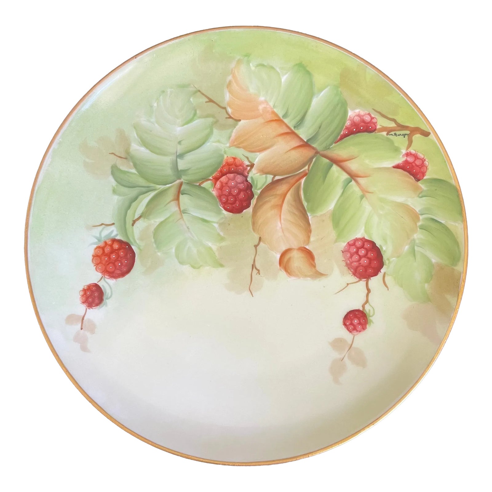 Antique Haviland Limoges Hand Painted Raspberry Cabinet Plate | Chairish