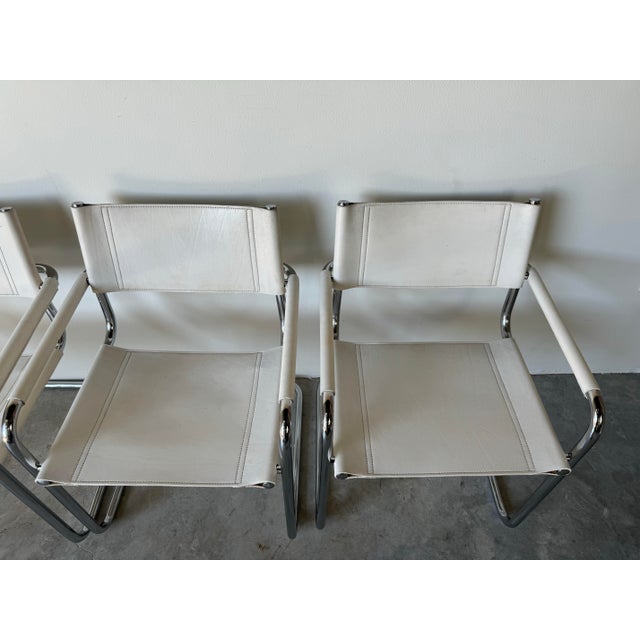 1970's Italian Marcel Breuer White Leather and Tubular Chrome Steel ...