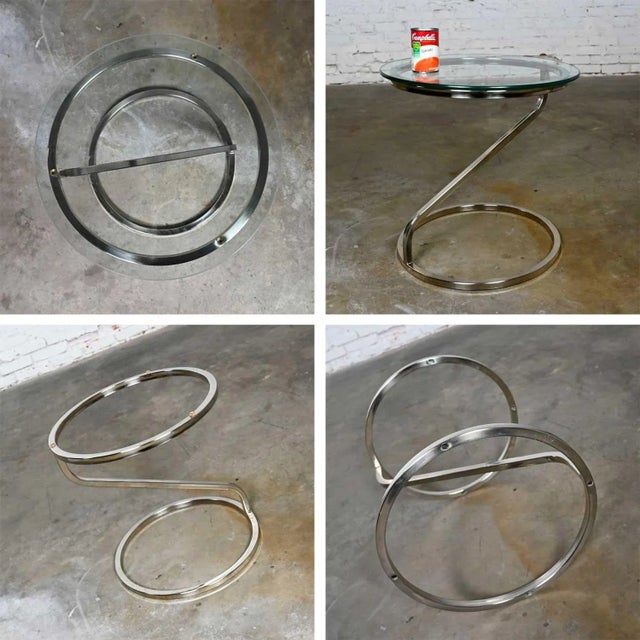 Mid-Century Modern to Modern Square Tube Chrome & Round Glass Top Z ...