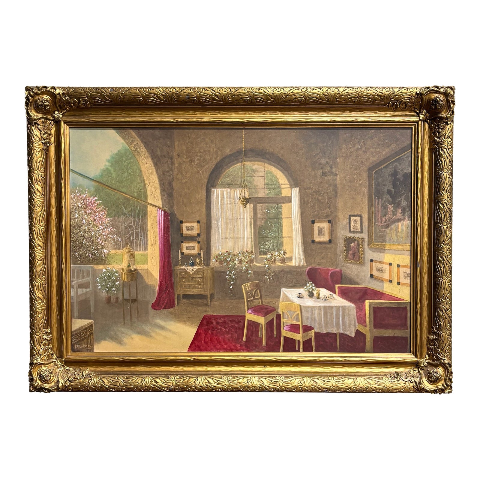 Antique Paul Gehrmann Signed and Framed Oil Painting | Chairish