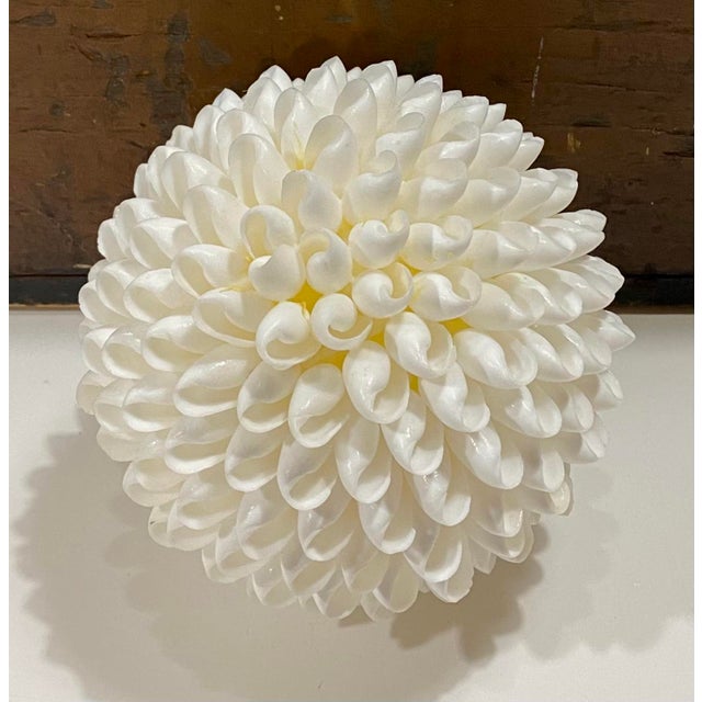 Vintage White Sea Shell Decorative Ball | Chairish