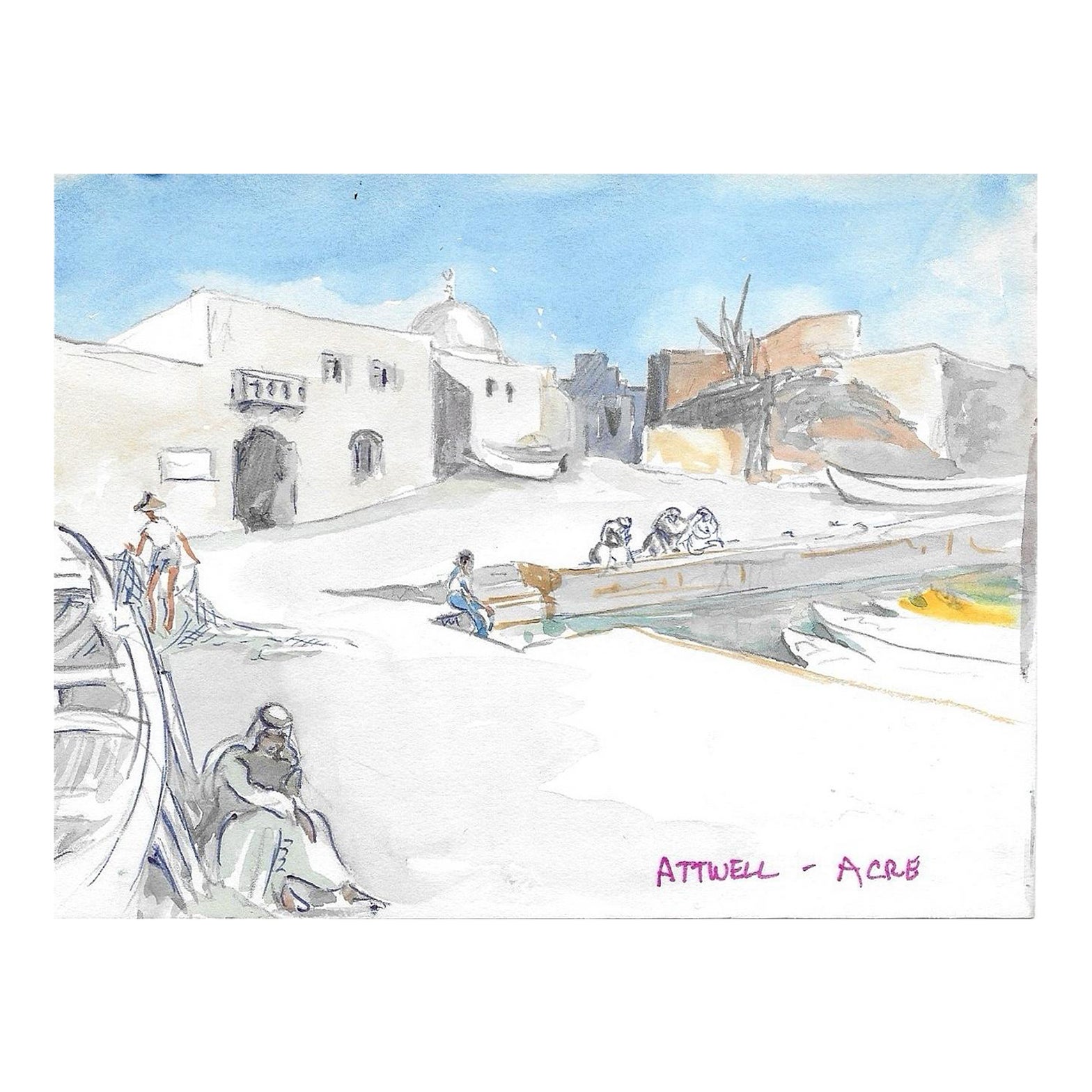 1950s Acre Israel Painting by Ivy Attwell | Chairish