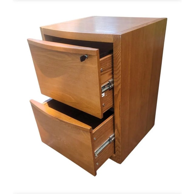 Solid Oak Two-Drawer Locking Filing Cabinet | Chairish