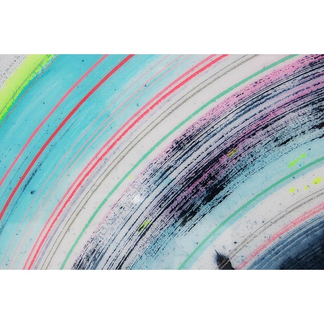 2022 "Space Cowboy Ii" Neon Teal, Pink, Teal, and Dark Blue Op Art ...