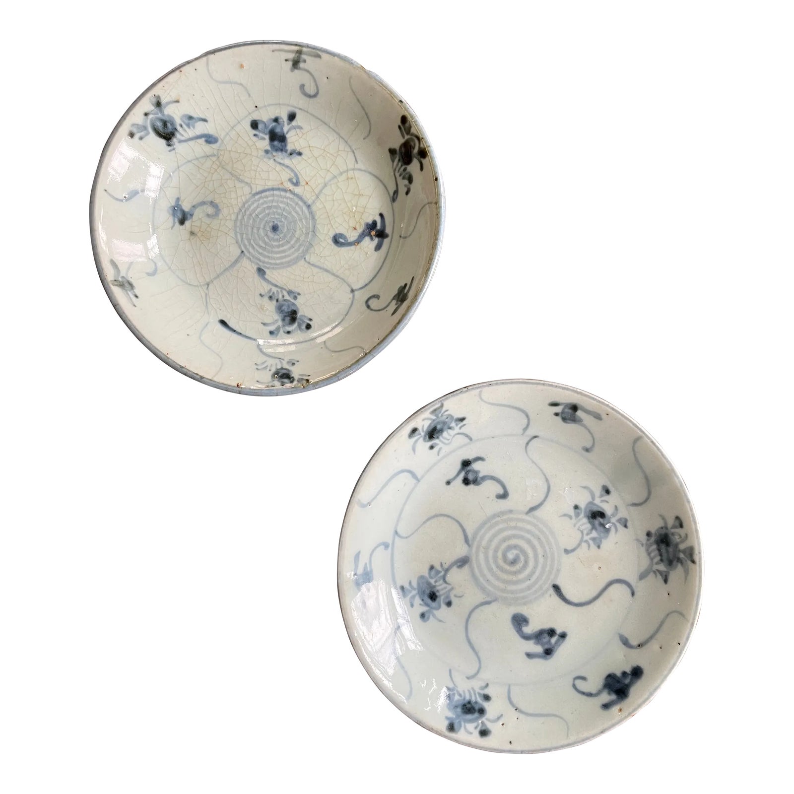 Antique Chinese Provincial Ming Blue Plates - a Pair | Chairish