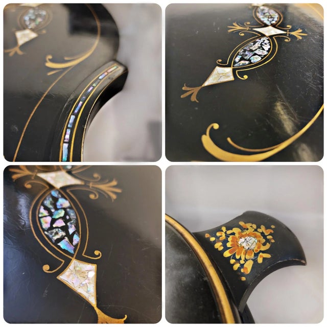 Mid 20th Century Mediterranean Pedestal Accent Side Table With Mother ...