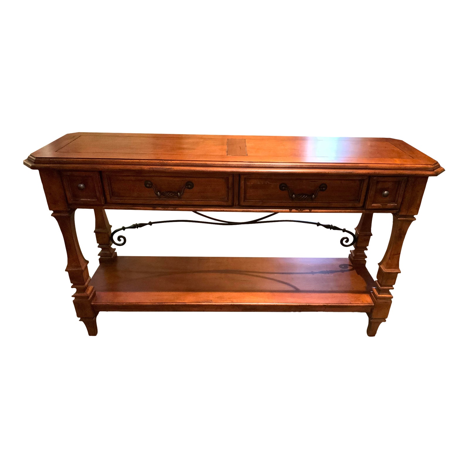 Stanley Furniture Traditional Console Table With Metal Accents | Chairish