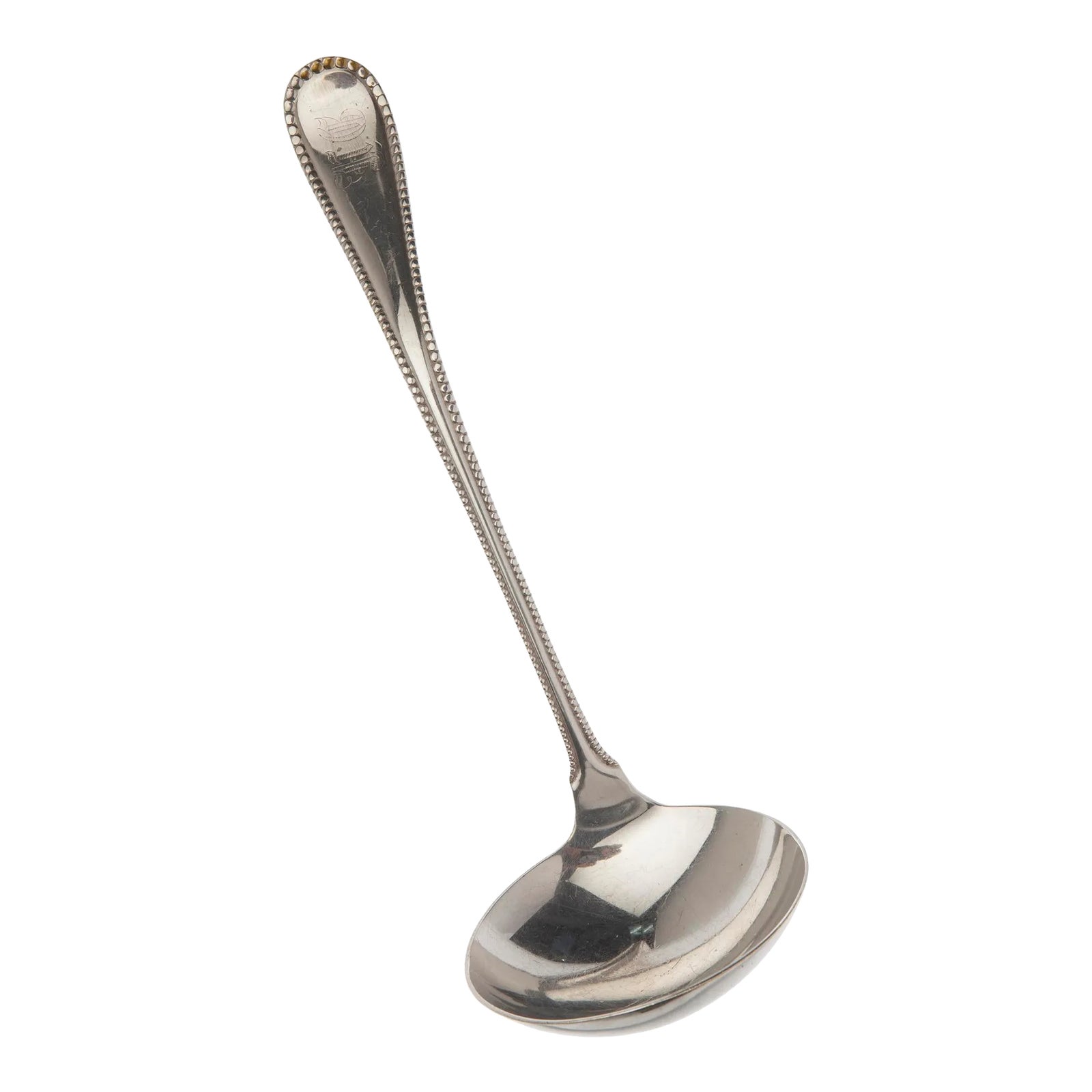 Antique English Beaded Silverplate Ladle Monogram H C | Chairish
