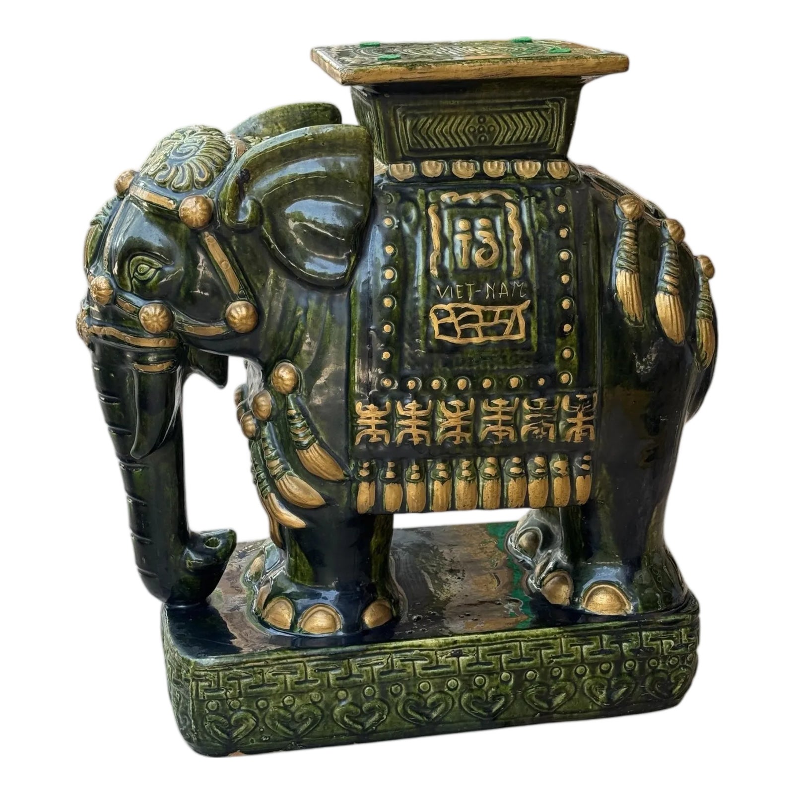 Mid Century Ceramic Elephant Garden Stool | Chairish
