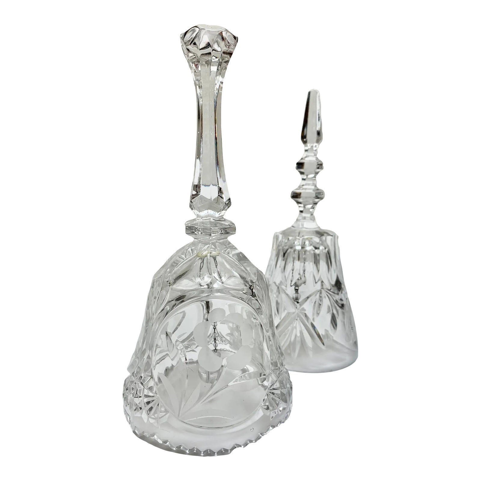 Set of Two Cut Glass Crystal Bells | Chairish