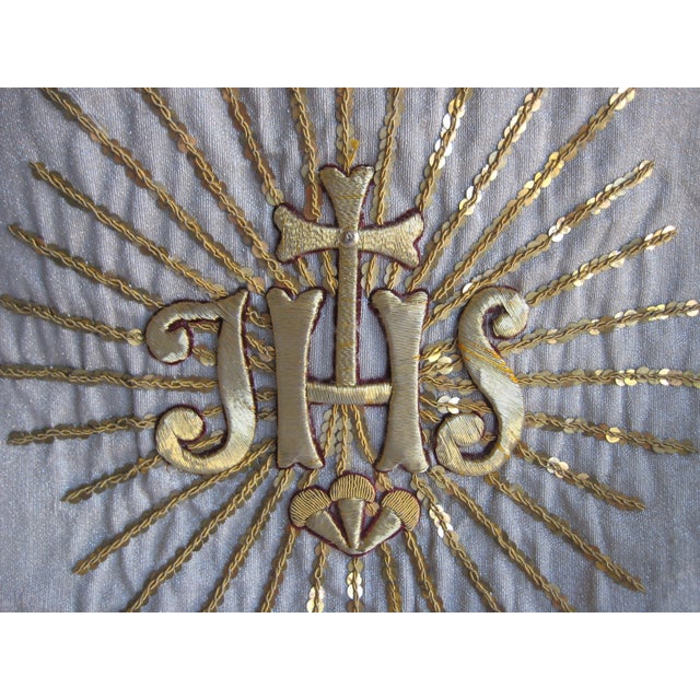 French Metallic Gold Embroidery Ihs Fragment Circa 1890 | Chairish