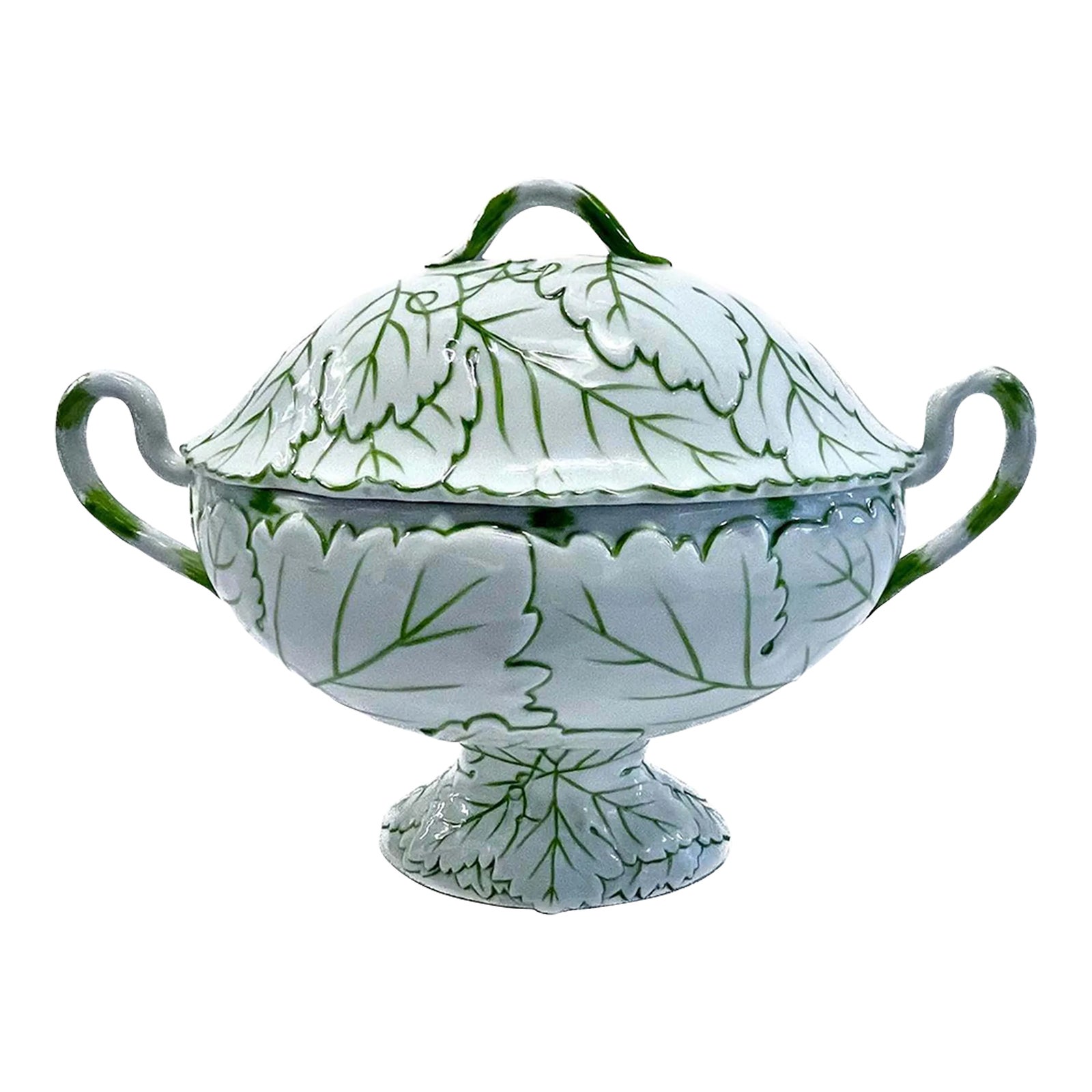 Vintage Chelsea House Leaf Design Lidded Tureen | Chairish