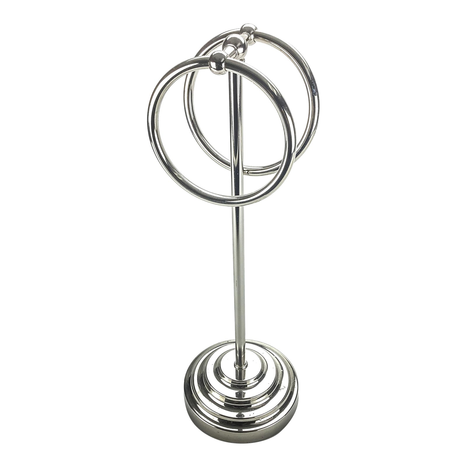 Vintage Stainless Steel Double Ring Standing Towel Rack | Chairish