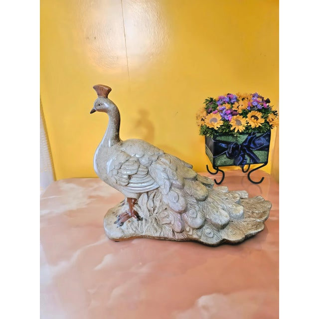 Mid-Century Modern Ceramic Peacock Sculpture Bird Statue | Chairish