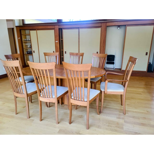 Italian Sa Antonio Sibau Slat Back Dining Chairs With Ivory Suede Seats ...