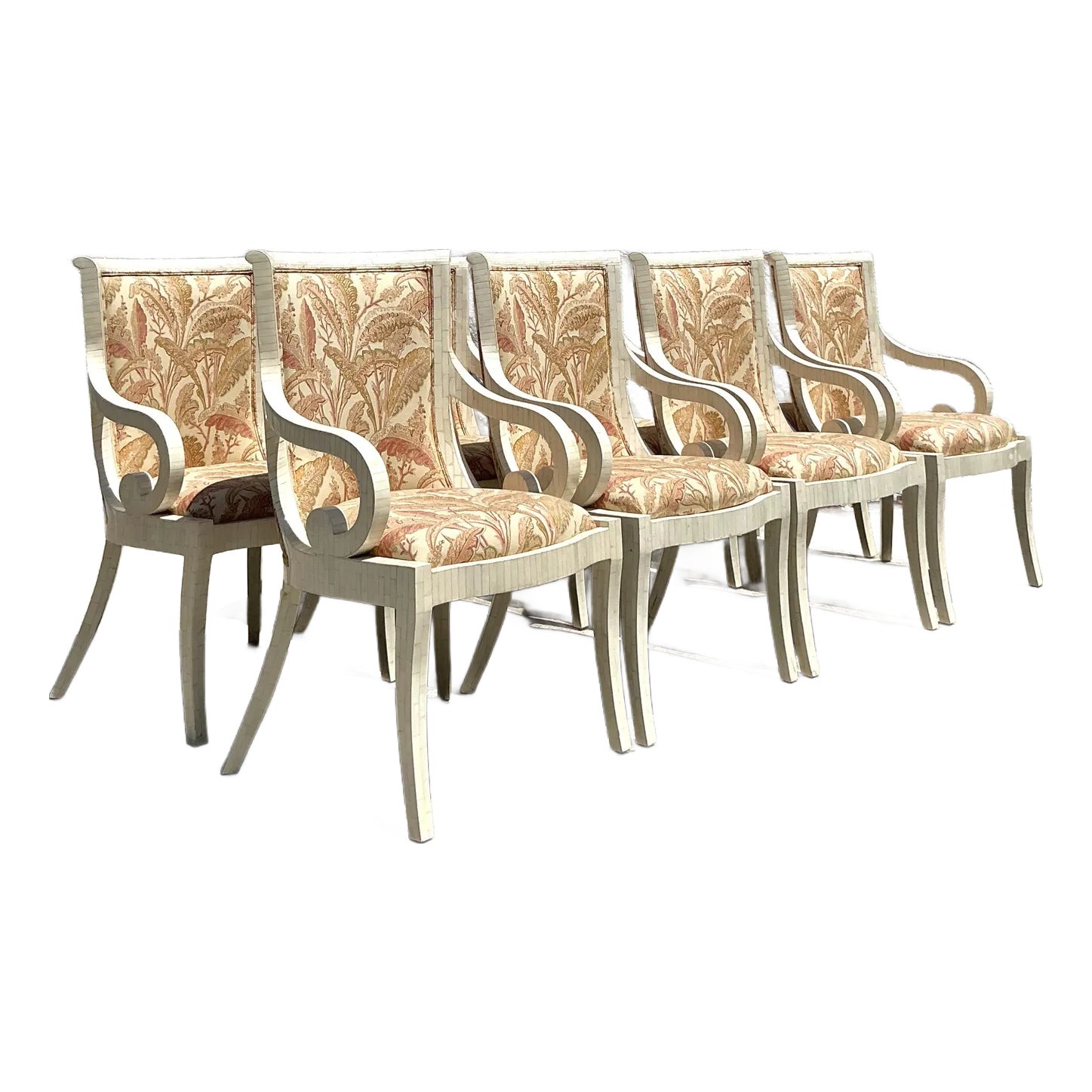 Vintage Boho Tessellated Bone Dining Chairs - Set of 8 | Chairish