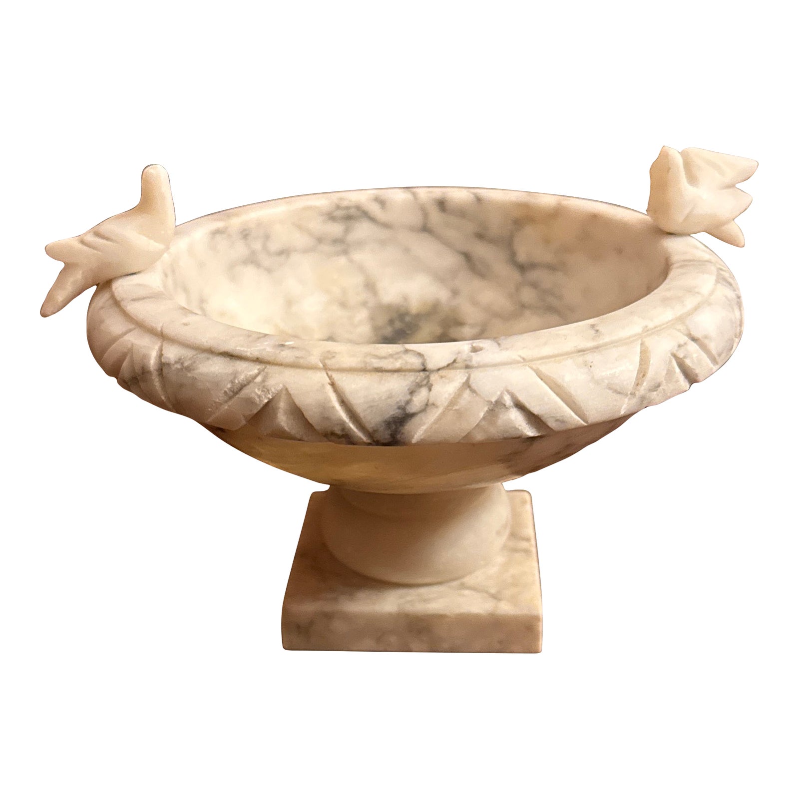 Early 20th Century Italian Alabaster Bird Bath | Chairish