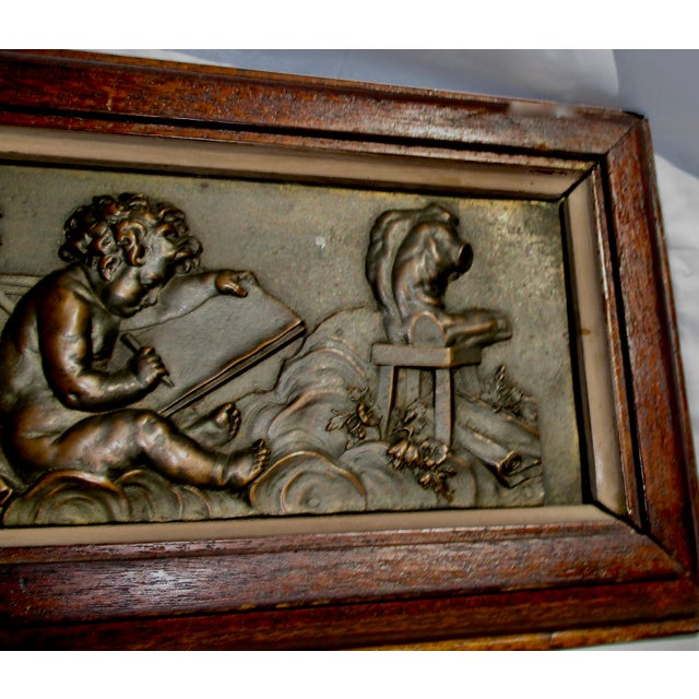19th Century Copper Repousse Furniture Panel in Wooden Frame | Chairish