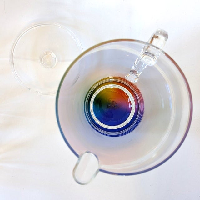 1990s Merritt International Teardrop Acrylic Rainbow Pitcher Set With ...