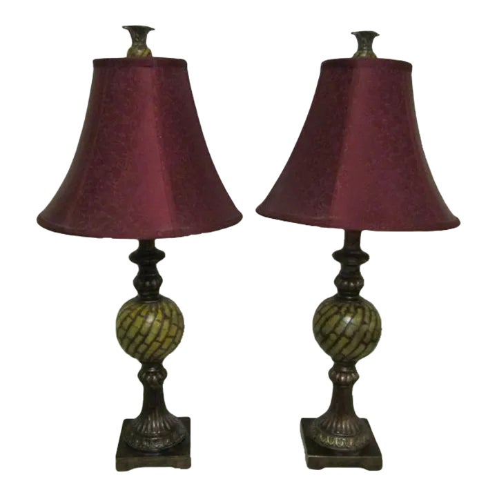 1960s Tommy Bahama Style Table Lamp 3 Way Switch Set of Two | Chairish