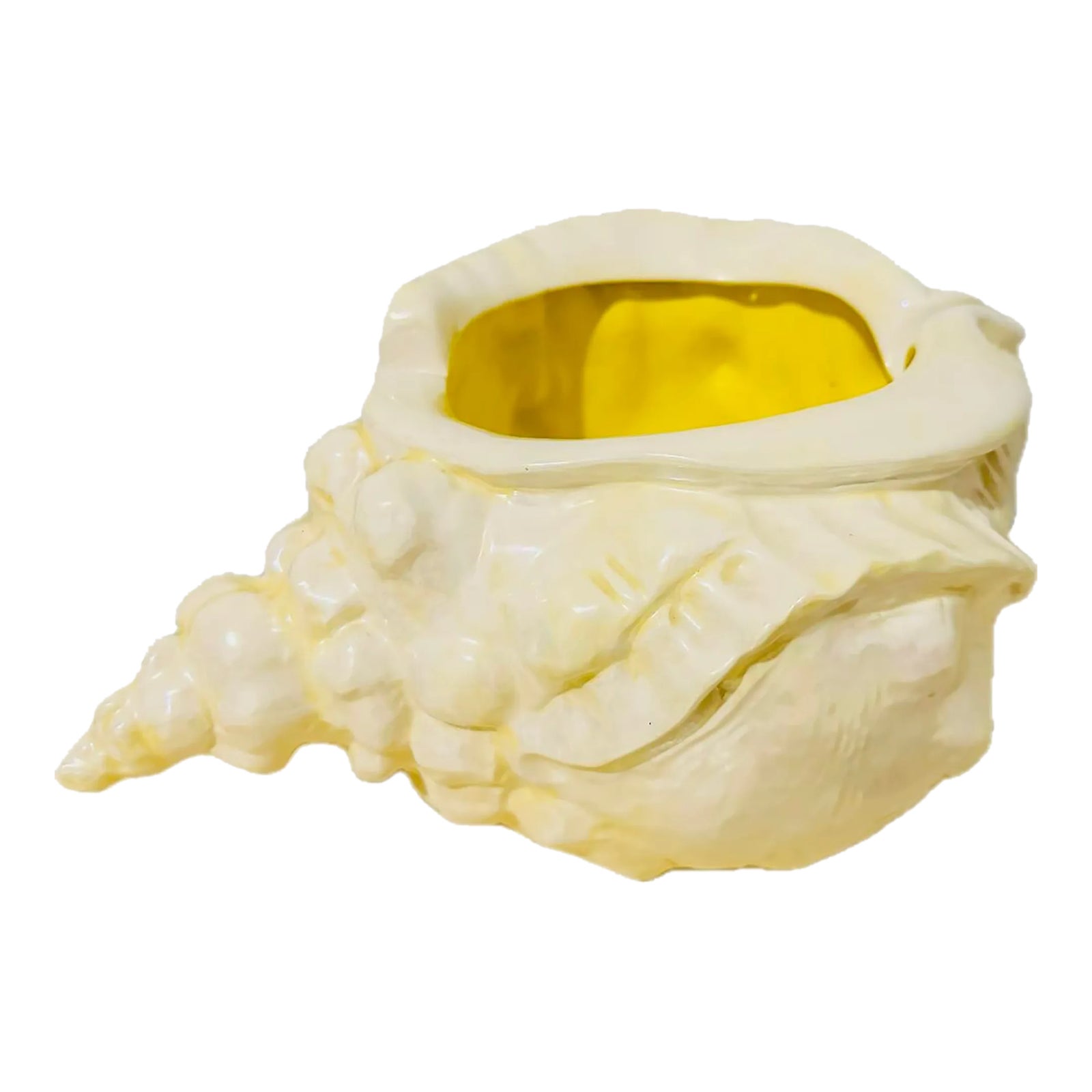 1980s Large Vintage Coastal Ceramic Glazed Conch Shell Planter Signed ...