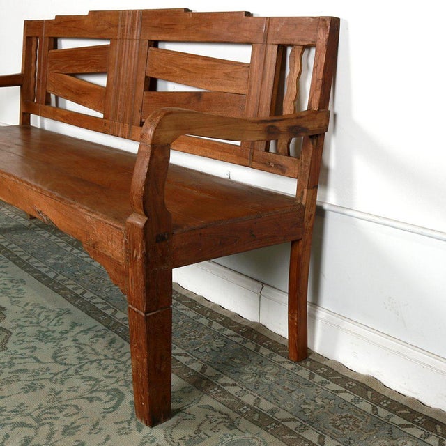 Vintage Indian Teakwood Bench | Chairish