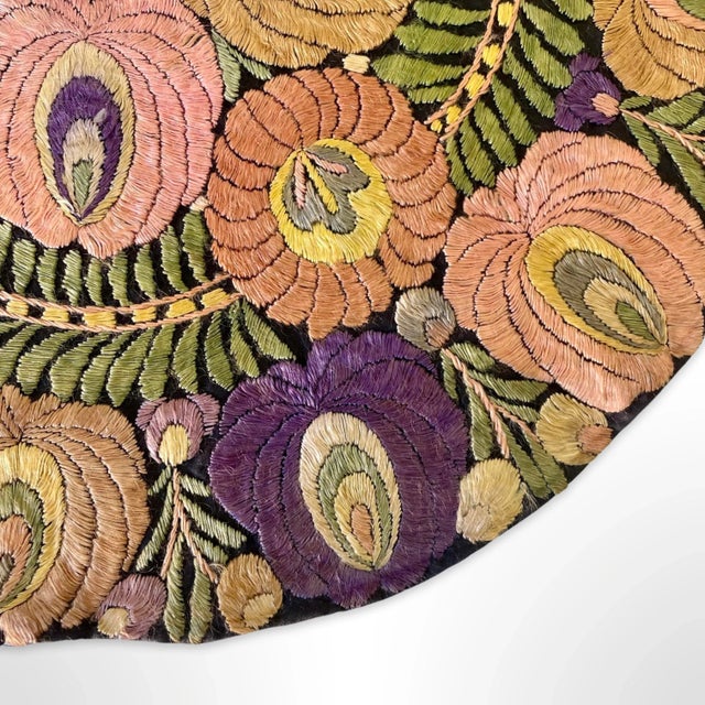 1920s Hungarian Matyo Hand-Embroidered Doily Table Cover | Chairish