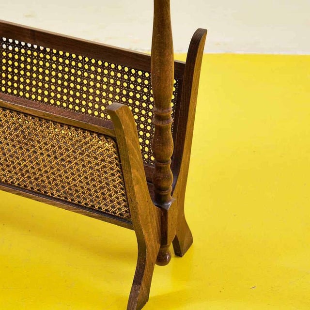 Carved Wooden Magazine Rack | Chairish