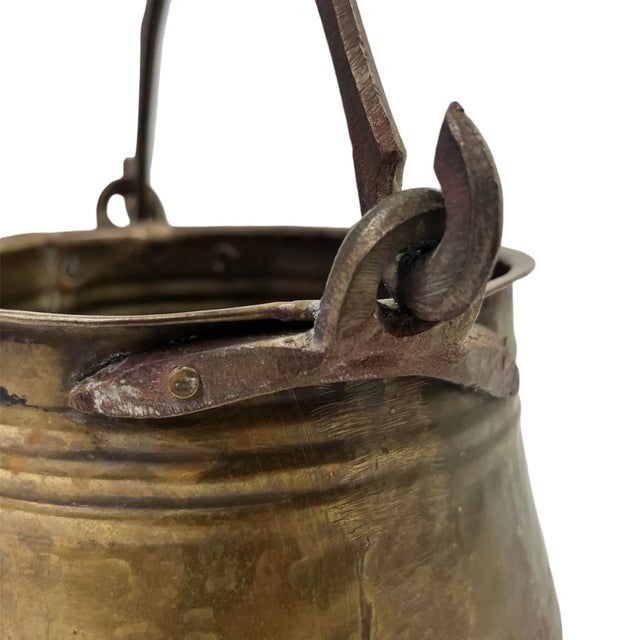 Early 1900s Brass Cauldron with Handle | Chairish